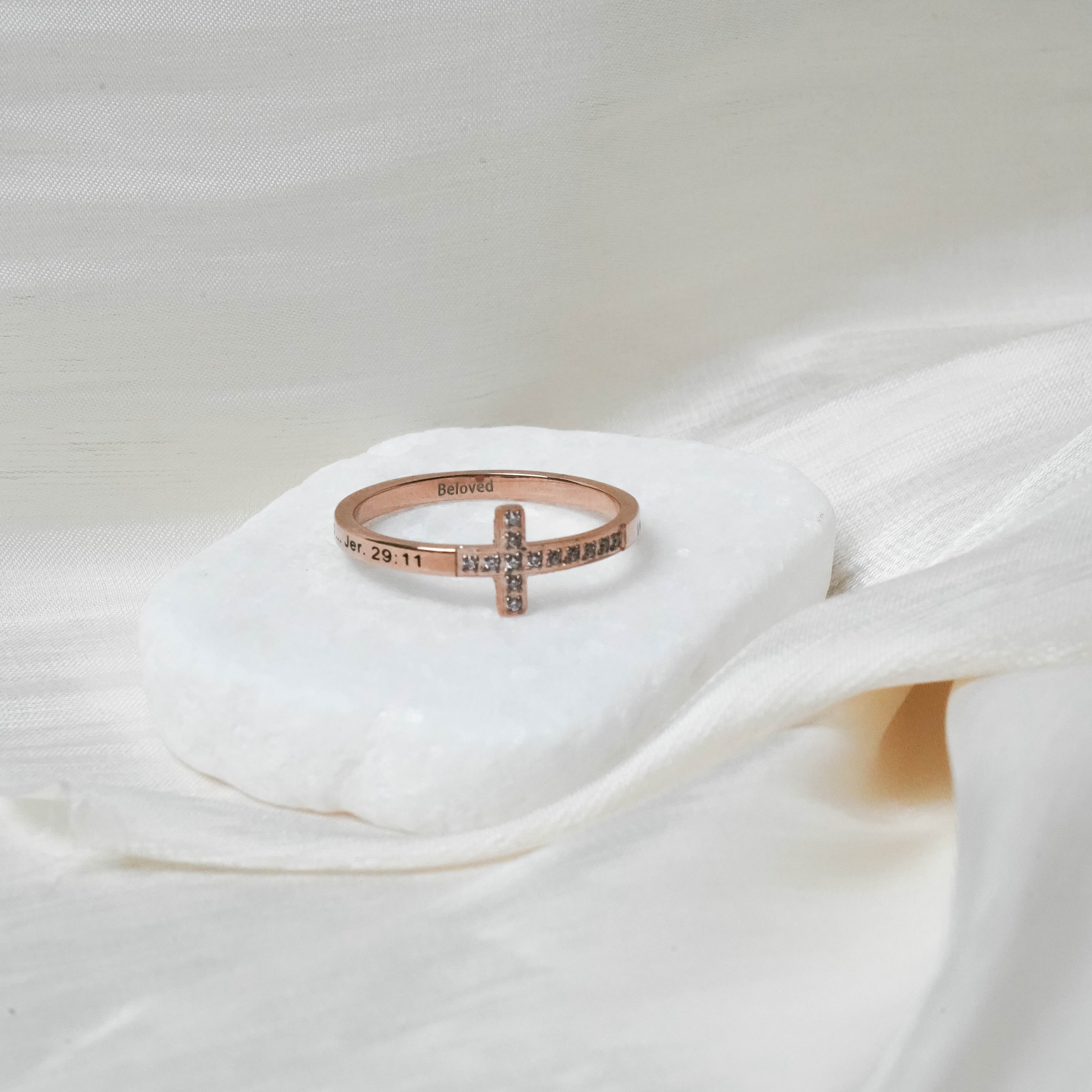 I Know The Plans Cross Diamond CZ - Rose Gold Ring – Forever Truth
